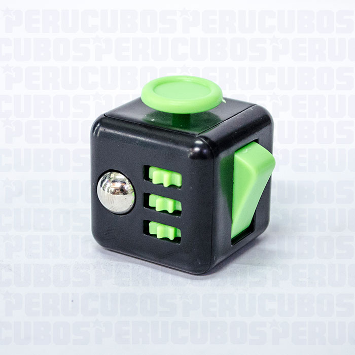 Cubo Relajante Antiestres Fondo Negro Con Botones Verde FIDGET CUBE ...