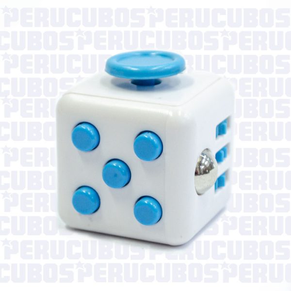 Cubo Relajante Antiestres Fondo Blanco Con Botones Celeste FIDGET CUBE ...